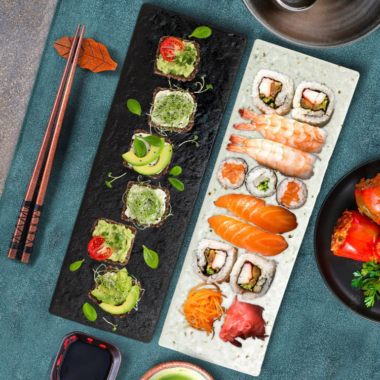 TIKUSAN Serving Platters, Sushi Plate Set of 2, Rectangle Plates Made ...